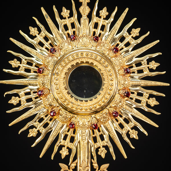 Monstrance Solar Ostensory 1800s Gilded Bronze 23” – Antiques Heaven